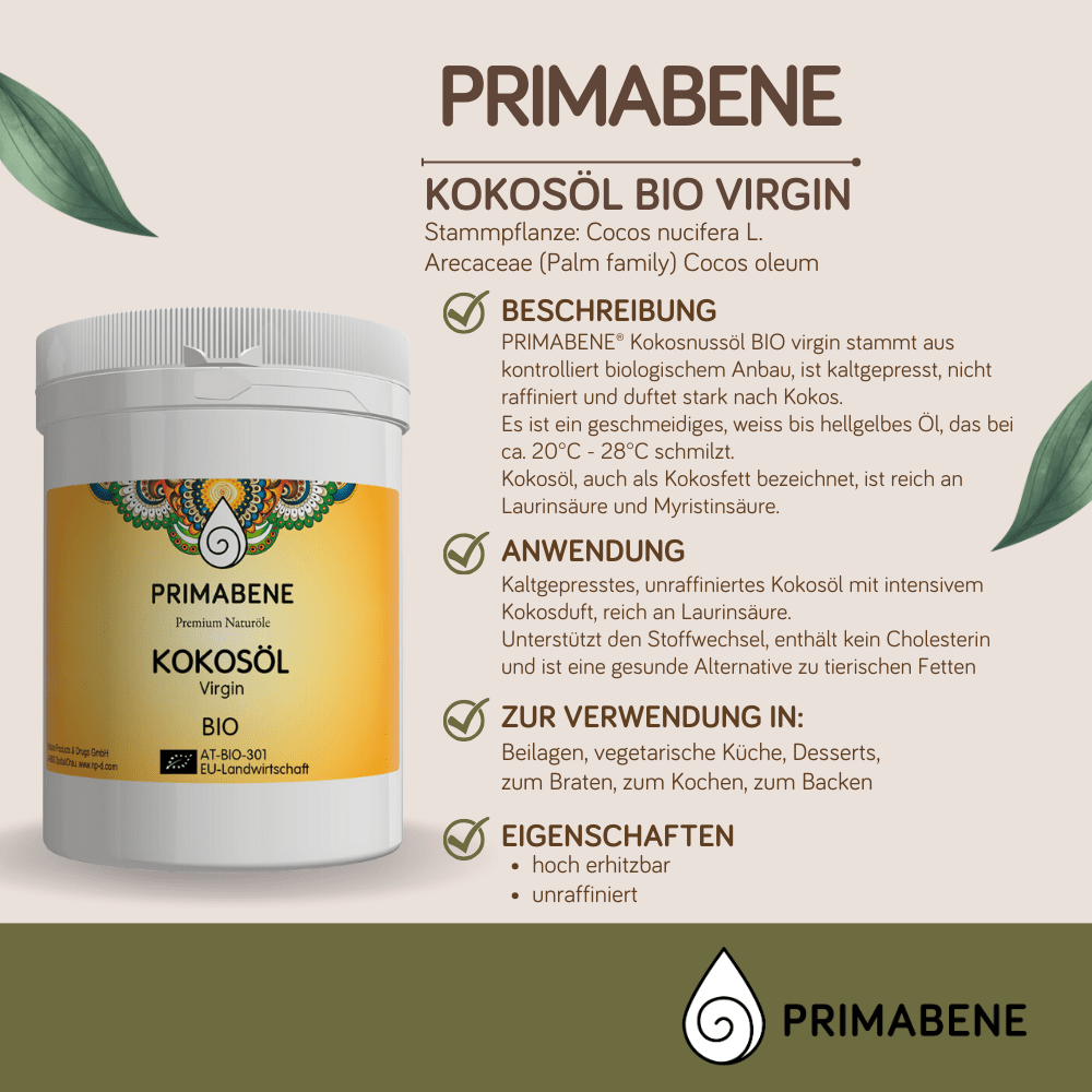 Bene Naturalproducts | PRIMABENE® Aceite de coco BIO virgen | rico en ...