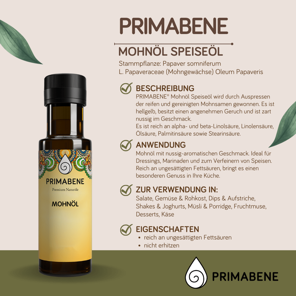 Bene Naturalproducts | PRIMABENE® Poppy Seed Oil Edible Oil | Aromatic ...