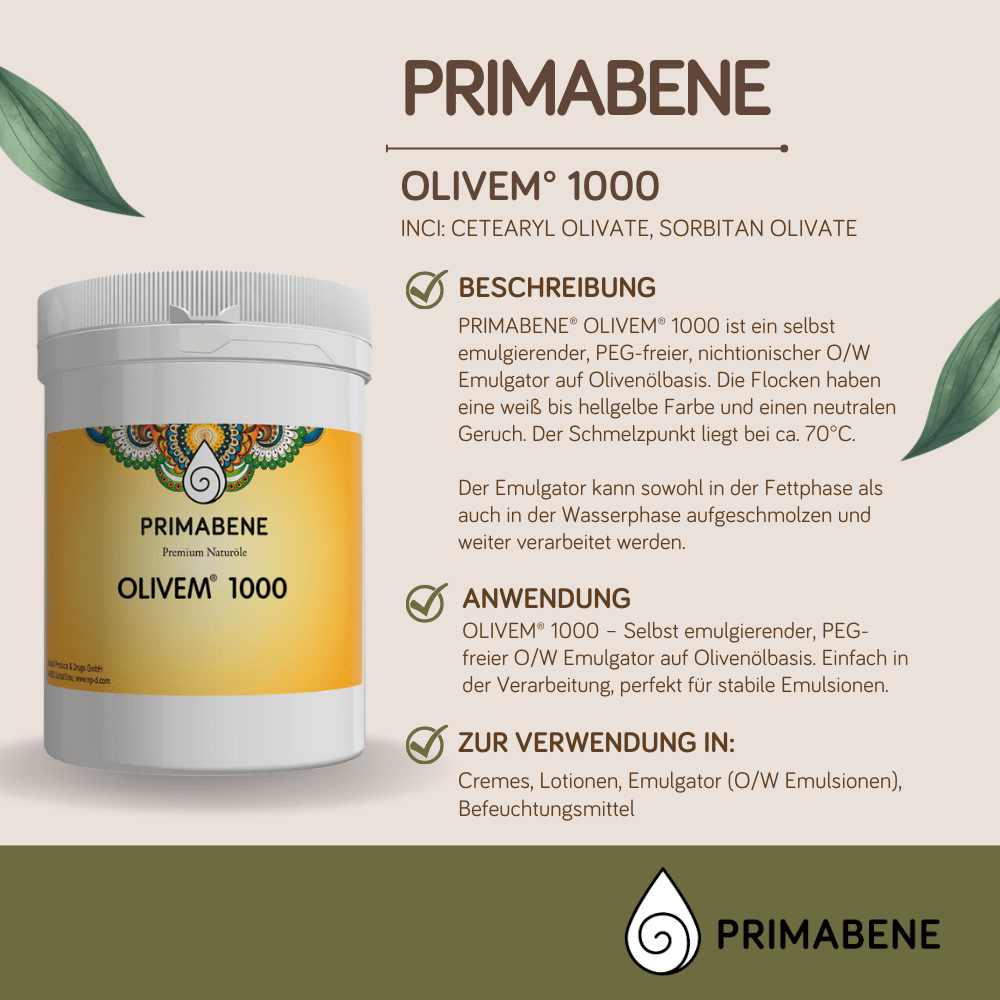 Bene Naturalproducts | PRIMABENE® OLIVEM® 1000 – Natürlicher Emulgator ...