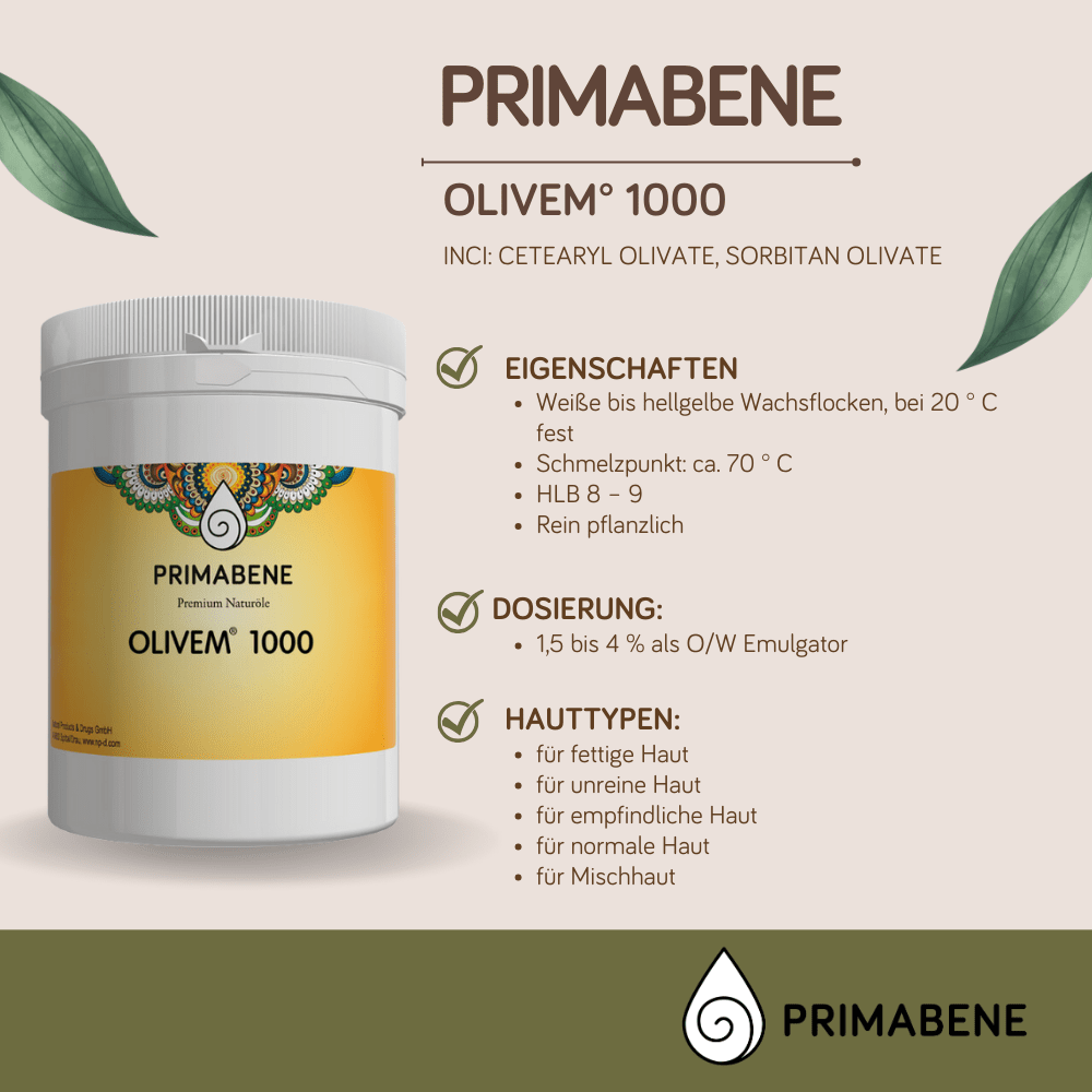 Bene Naturalproducts | PRIMABENE® OLIVEM® 1000 – Natürlicher Emulgator ...