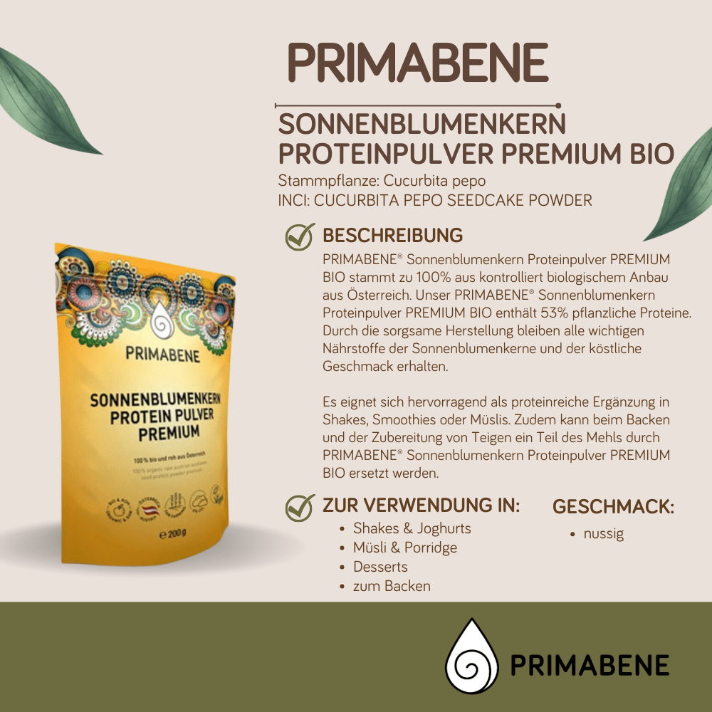 Bene Naturalproducts | PRIMABENE® Sonnenblumenkern Proteinpulver ...