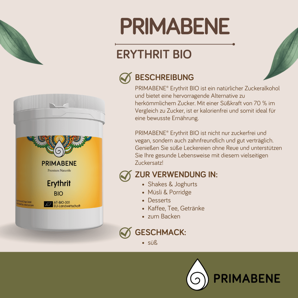 Bene Naturalproducts | PRIMABENE® Erythrit BIO – Natürlicher Zuckersatz