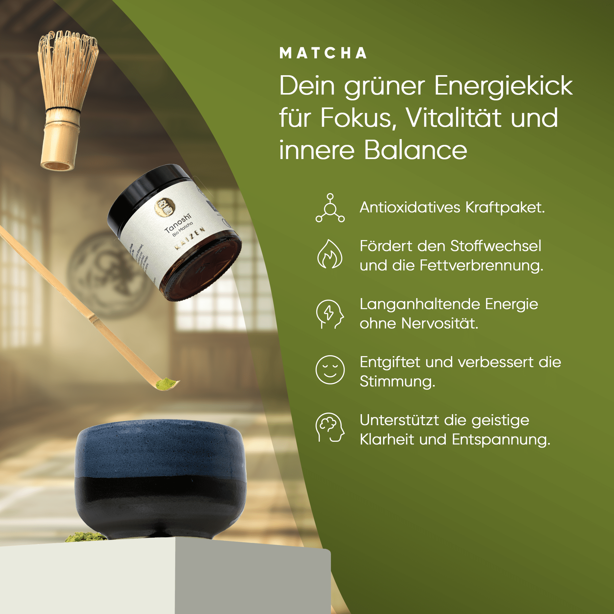 Bene Naturalproducts | KAIZEN Tanoshi Organic Matcha 30g – Premium ...