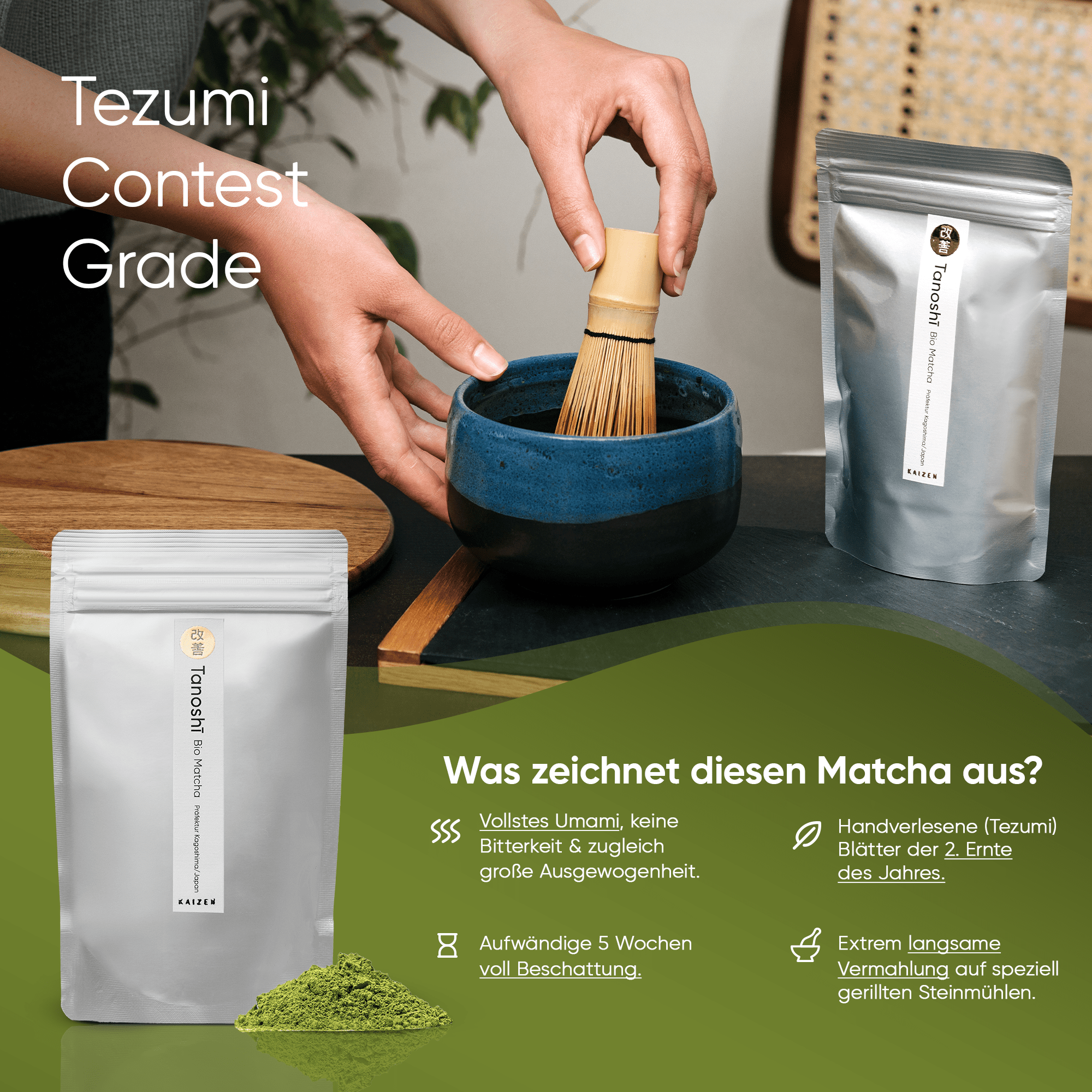 Bene Naturalproducts | KAIZEN Tanoshi Organic Matcha 80g – Buy high ...
