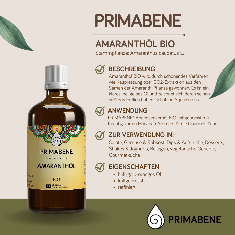 Bene Naturalproducts | PRIMABENE® Amaranthöl BIO | gesund & reich an ...